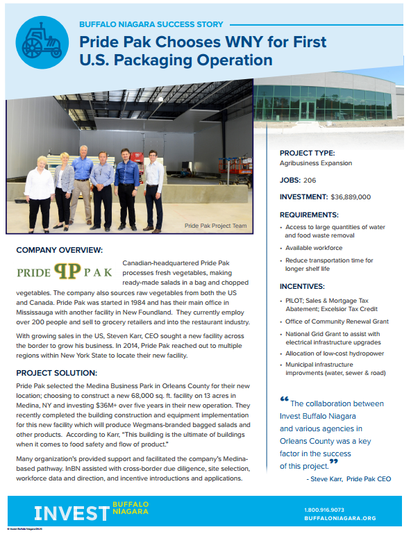 Pride Pak Chooses WNY for First U.S. Packaging Operation